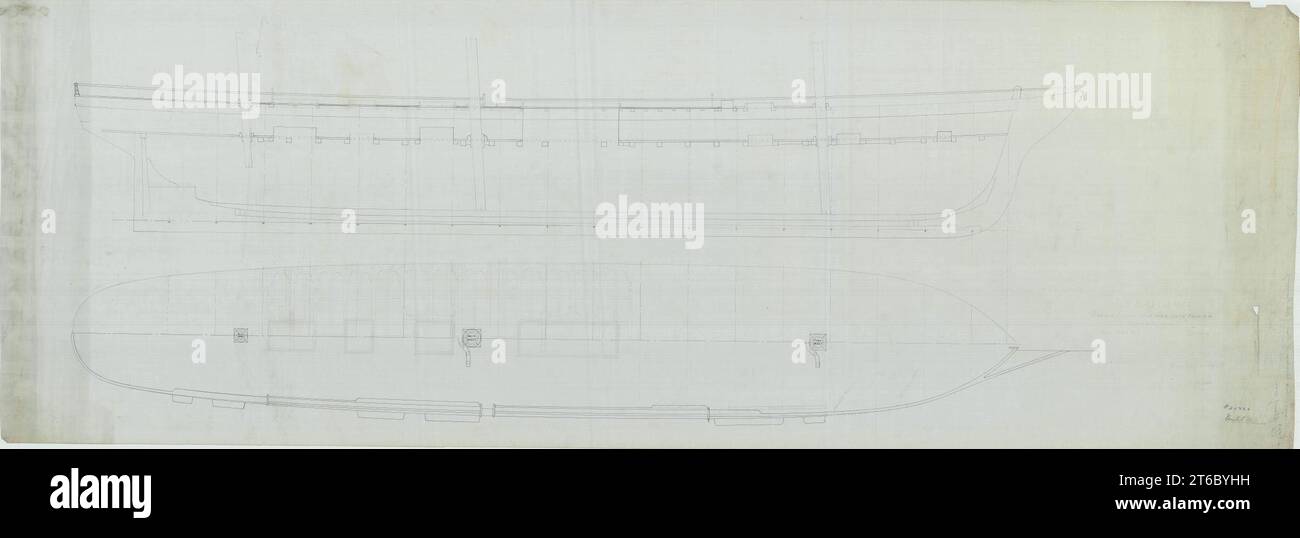 USS Alliance- Plan and Elevation of Spar Deck Framing Stock Photo - Alamy