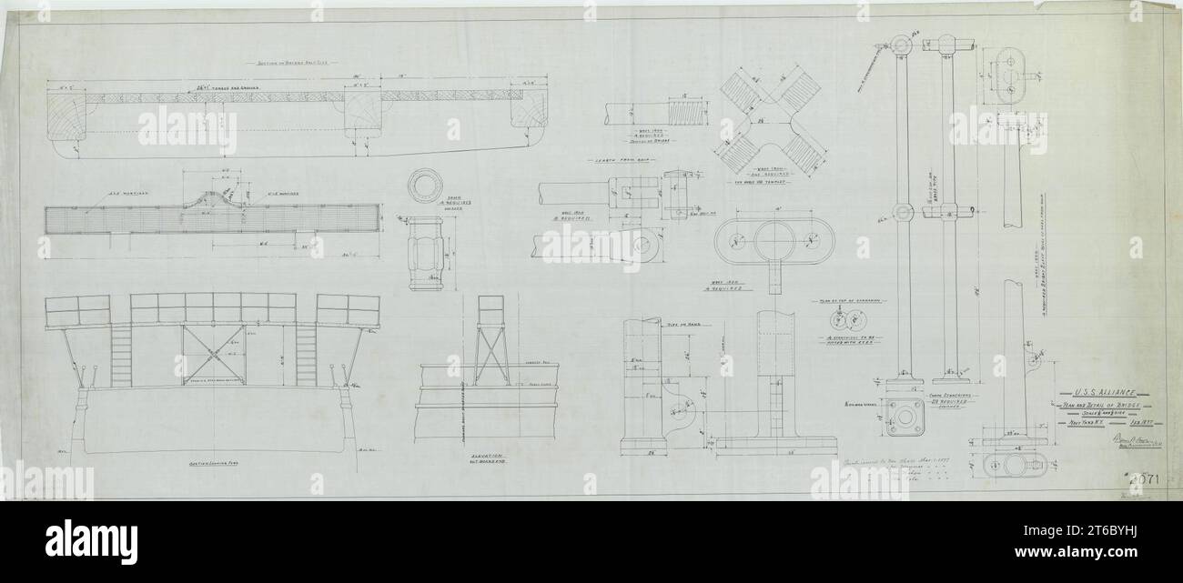 USS Alliance- Plan and Detail of Bridge Stock Photo - Alamy
