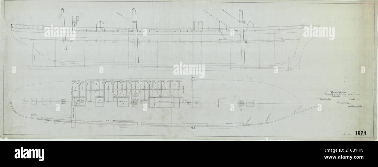 USS Alliance- Plan and Detail of Spar Deck Framing Stock Photo - Alamy