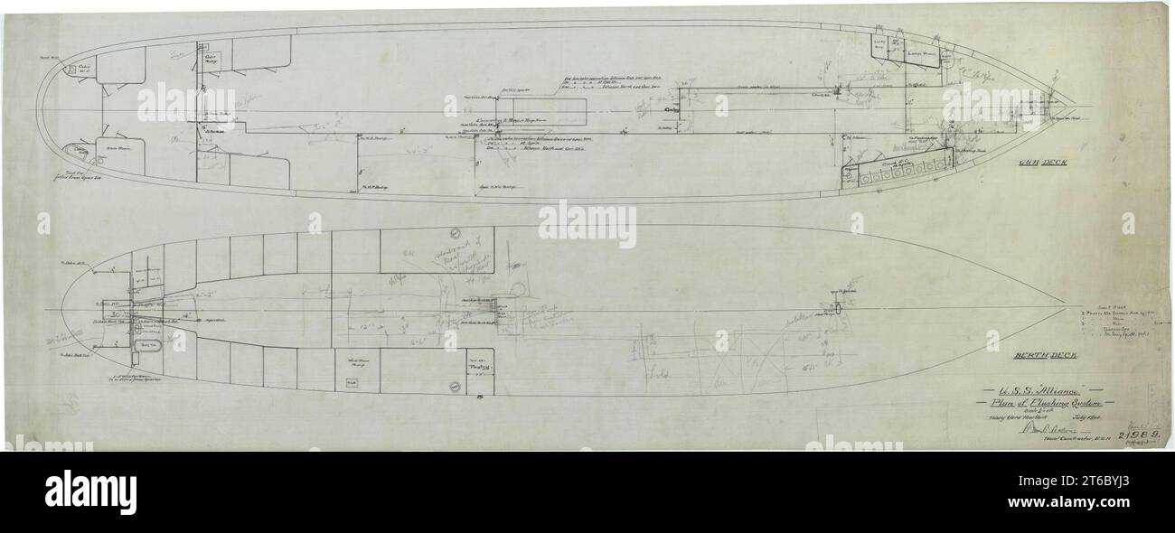 USS Alliance- Plan of Flushing System Stock Photo - Alamy