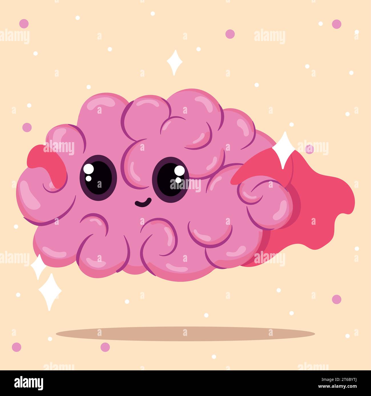 Cute brain cartoon character with a superhero cap Vector Stock Vector ...