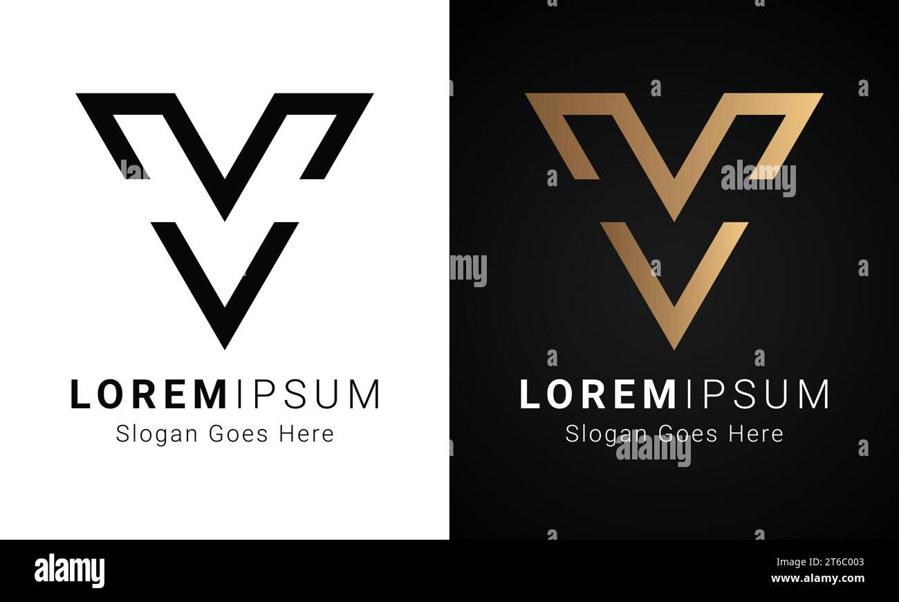 Luxury Initial MV or VM Monogram Text Letter Logo Design Stock Vector ...