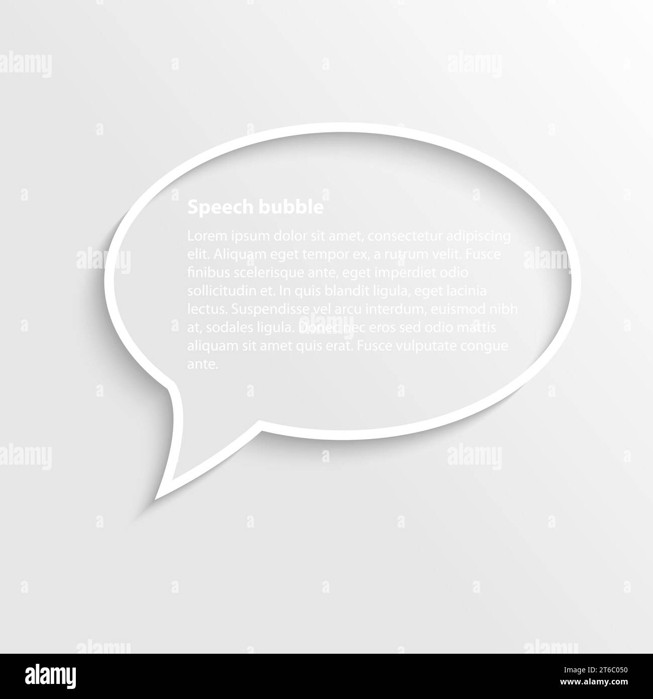 Round 3d realistic speech bubble frame with text on grey background ...