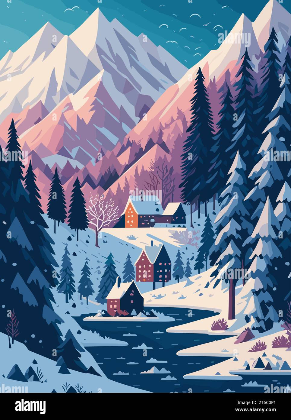 Winter forest background view Stock Vector Images - Alamy