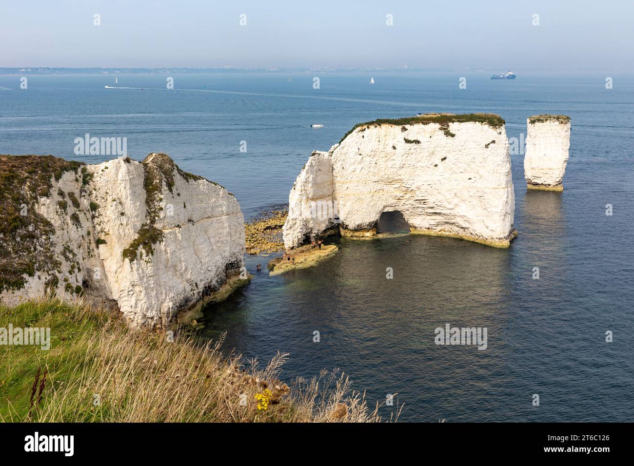 Old Harry Rocks chalk formation and geology, Isle of Purbeck, east end ...