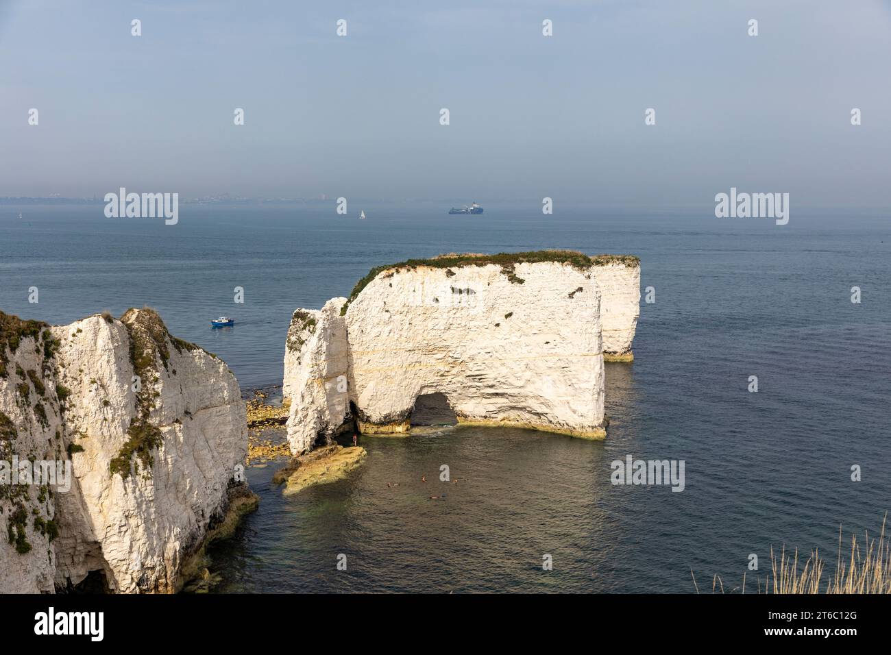 Old Harry Rocks chalk formation and geology, Isle of Purbeck, east end ...