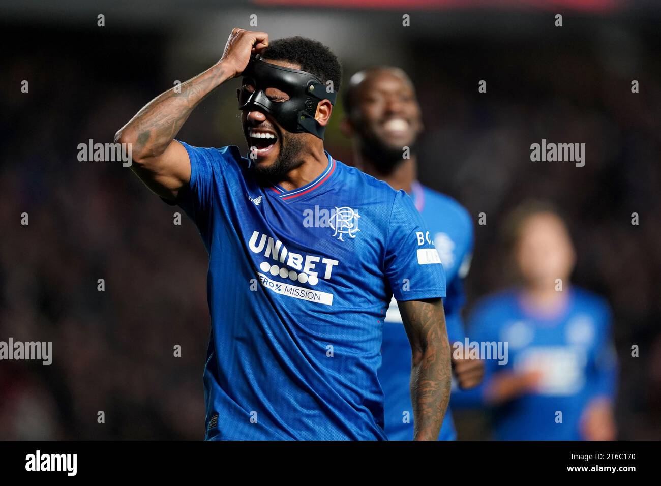 Rangers' Danilo celebrates after scoring their sides third goal, which ...