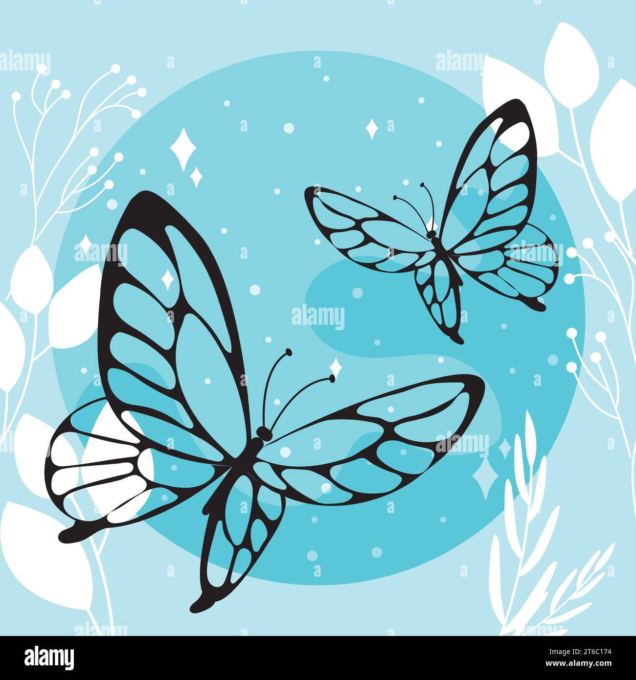 Butterflies outline on a winter background Vector Stock Vector Image ...