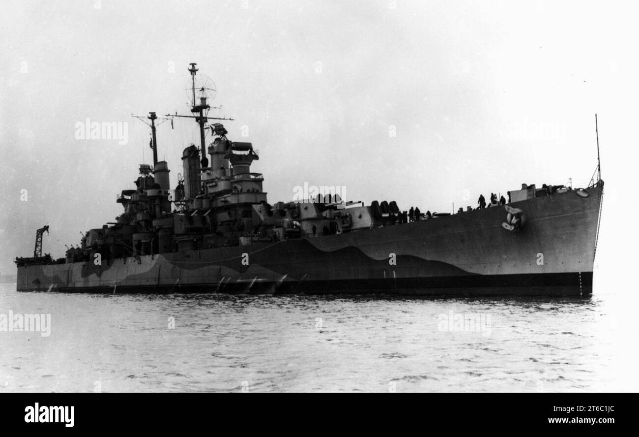 USS Amsterdam (CL-101) off the Norfolk Naval Shipyard on 29 January ...