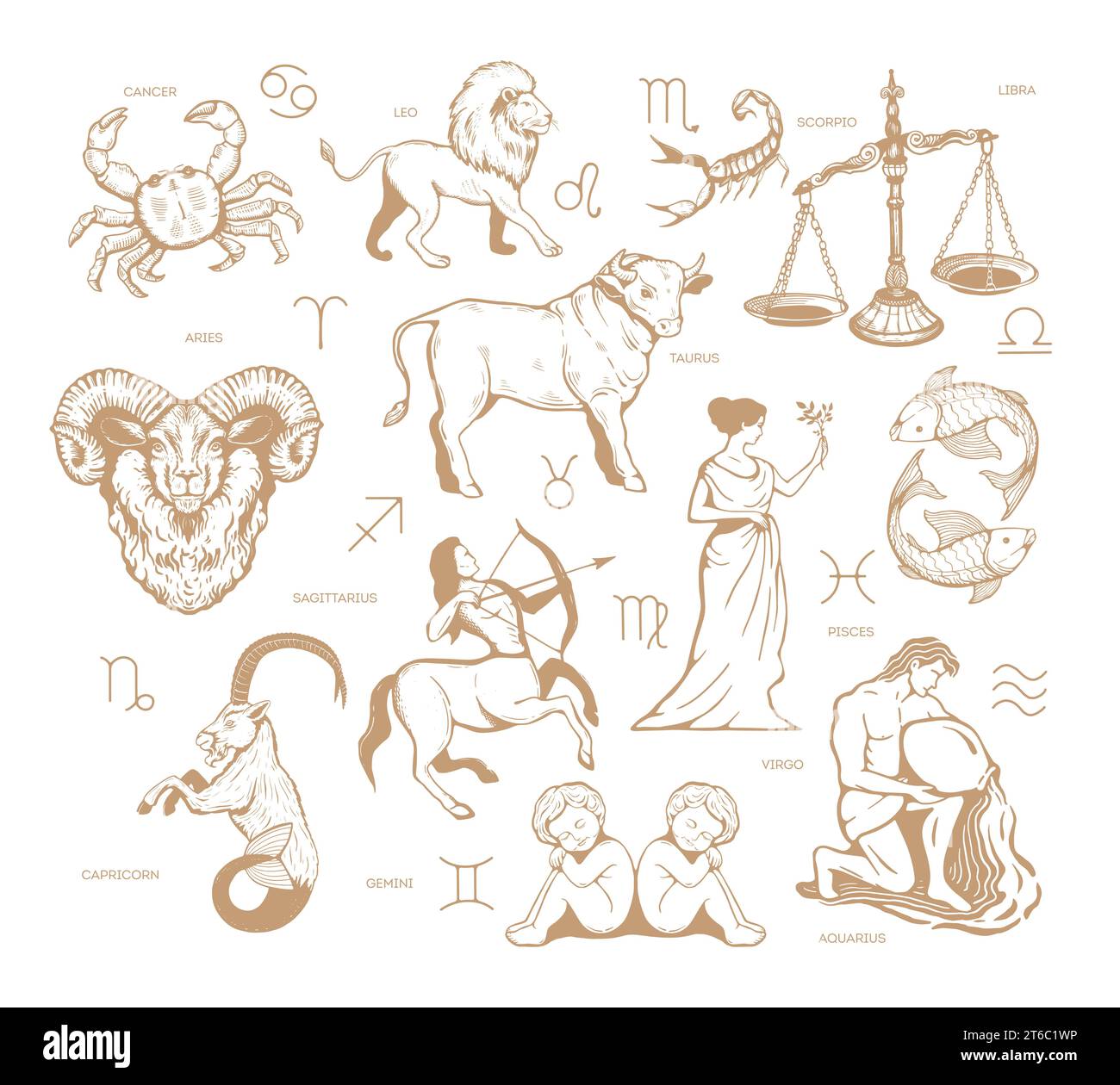 Hand zodiac signs constellation Cut Out Stock Images & Pictures - Alamy