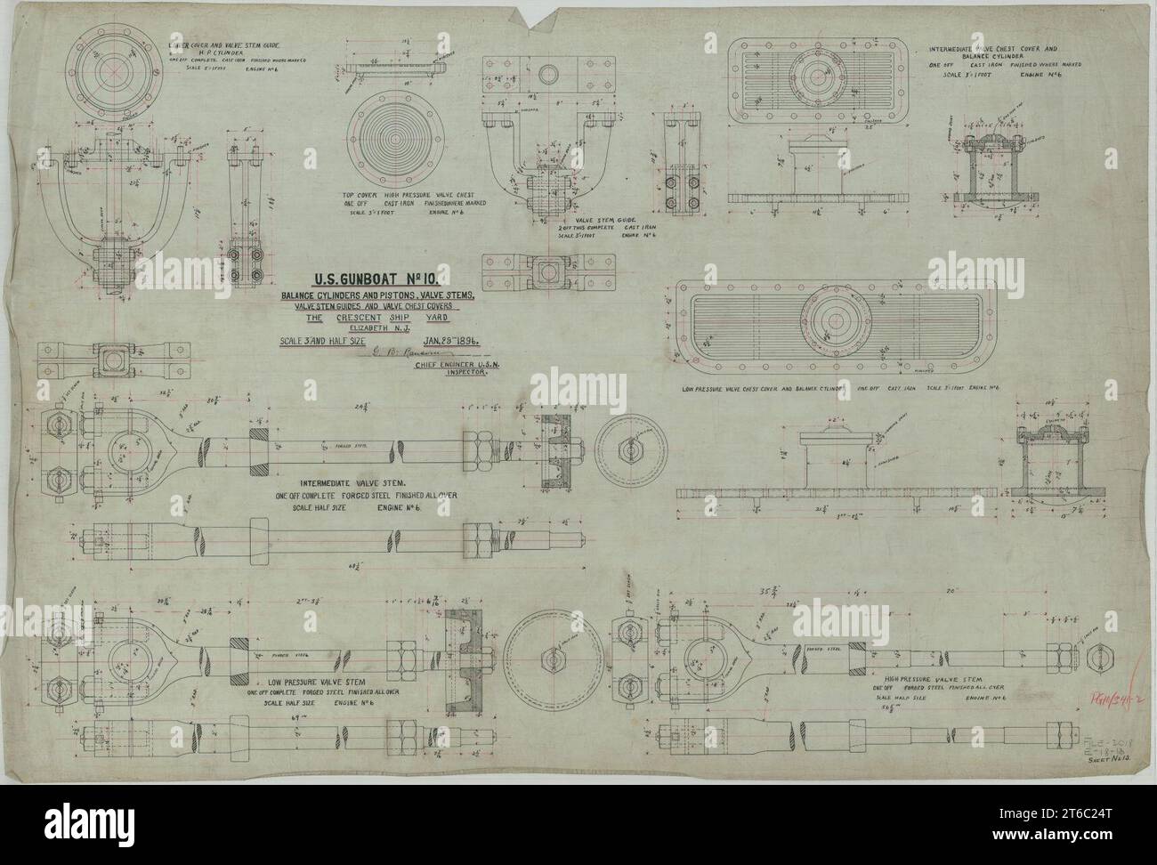 USS Annapolis (PG-10)- Balance Cylinders and Pistons, Valve Stems ...
