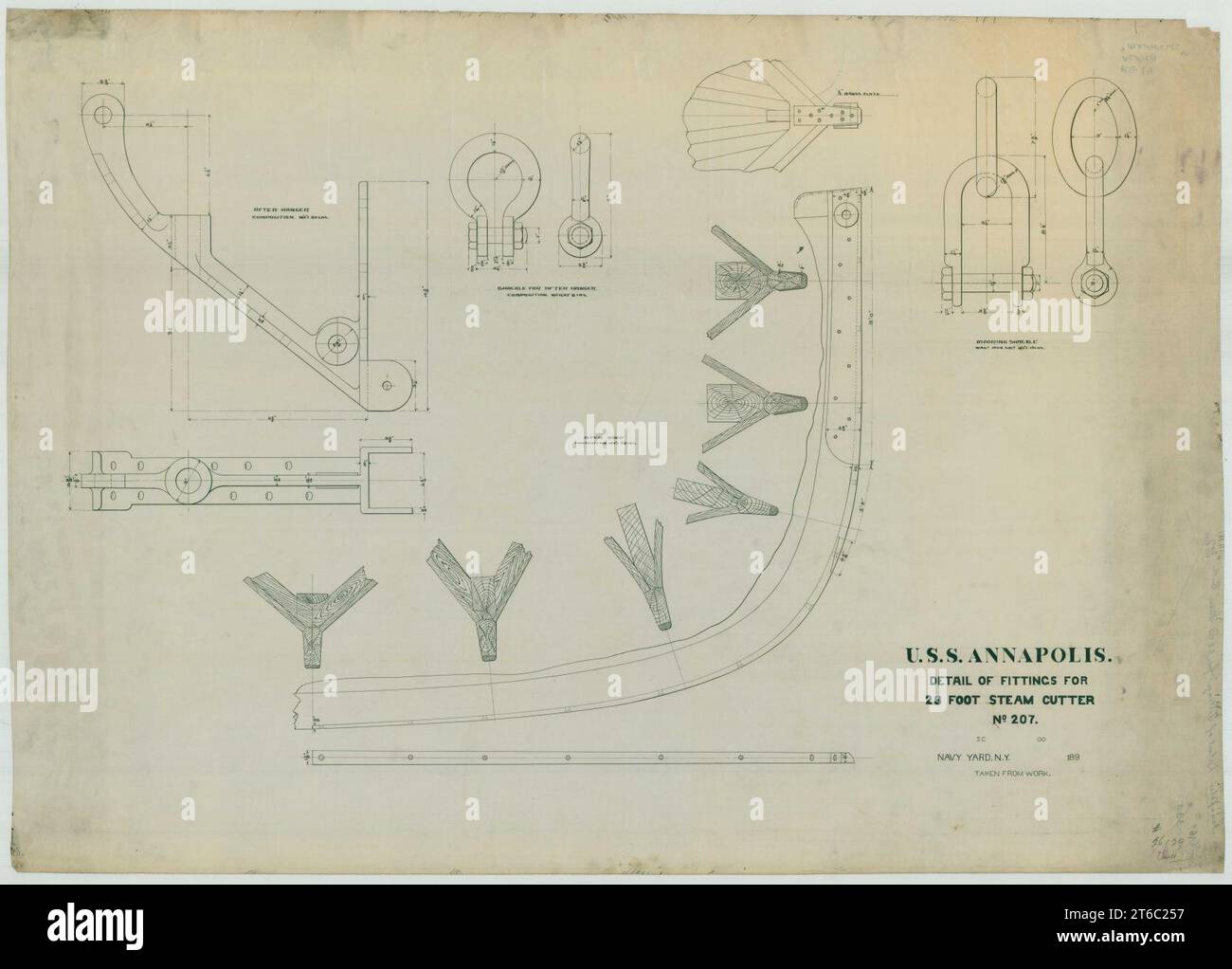 USS Annapolis (PG-10)- Detail of Fittings for 28 Foot Steam Cutter ...