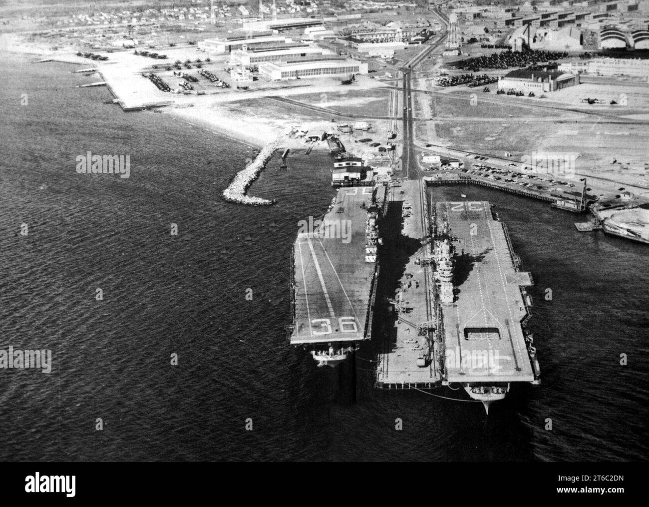 USS Antietam (CVS-36) and USS Leyte (CVS-32) at NAS Quonset Point c1954 ...