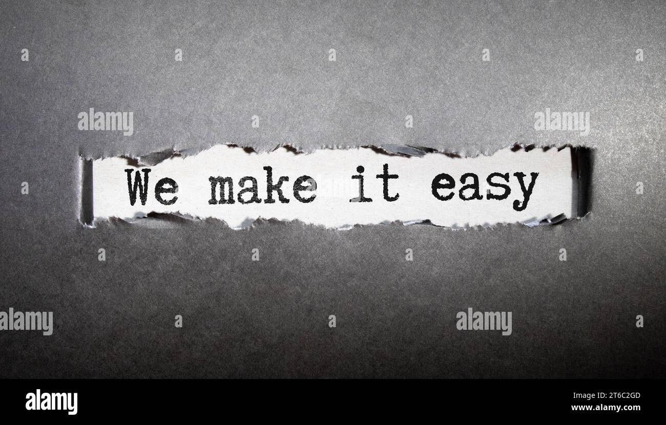 We make it easy text concept isolated over grey background, business ...