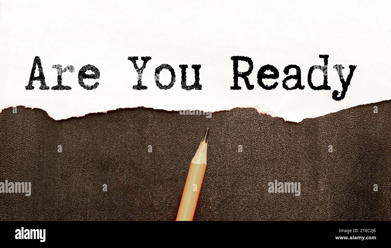 Are you ready symbol. Concept word Are you ready on grey green ...