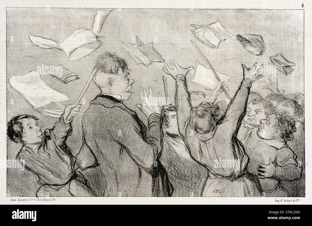 Une Émeute, 1845. An uprising - pupils riot in front of their shocked ...