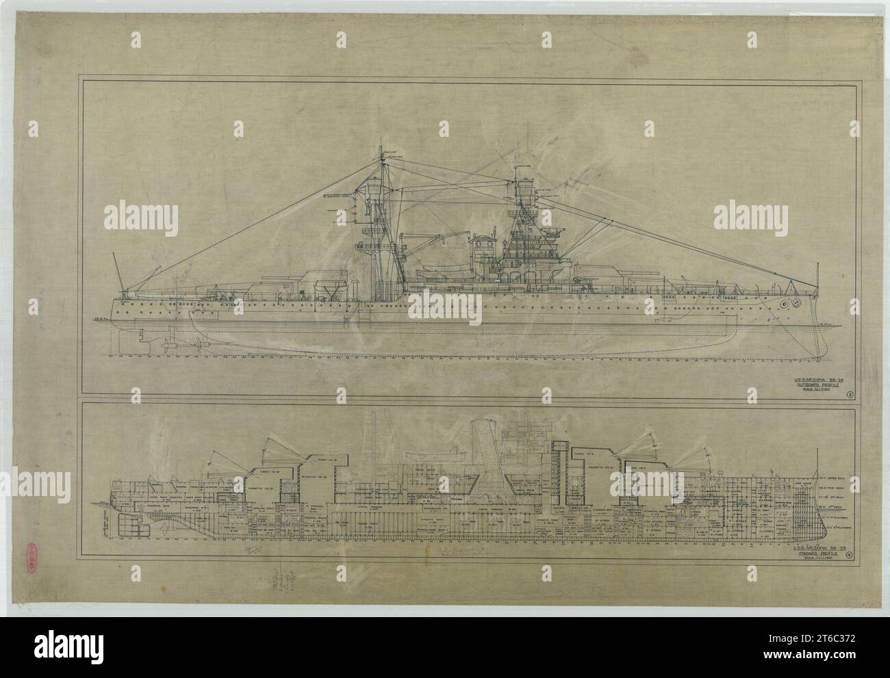 USS Arizona (BB-39)- Outboard Profile; Inboard Profile Stock Photo - Alamy