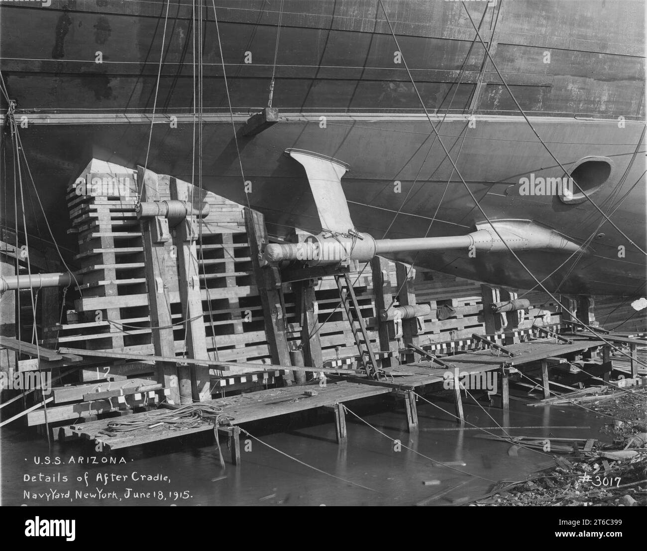 USS Arizona aft cradle before launch Stock Photo - Alamy