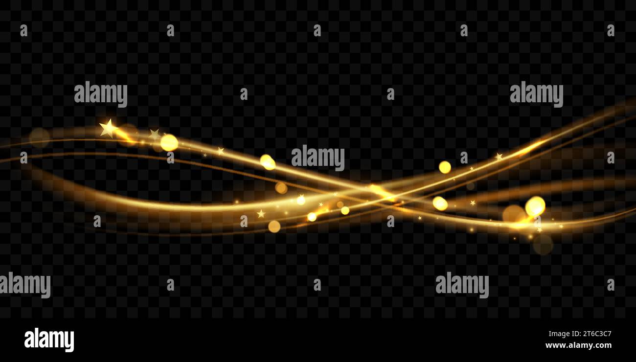 beautiful golden light line effect design vector image on black ...