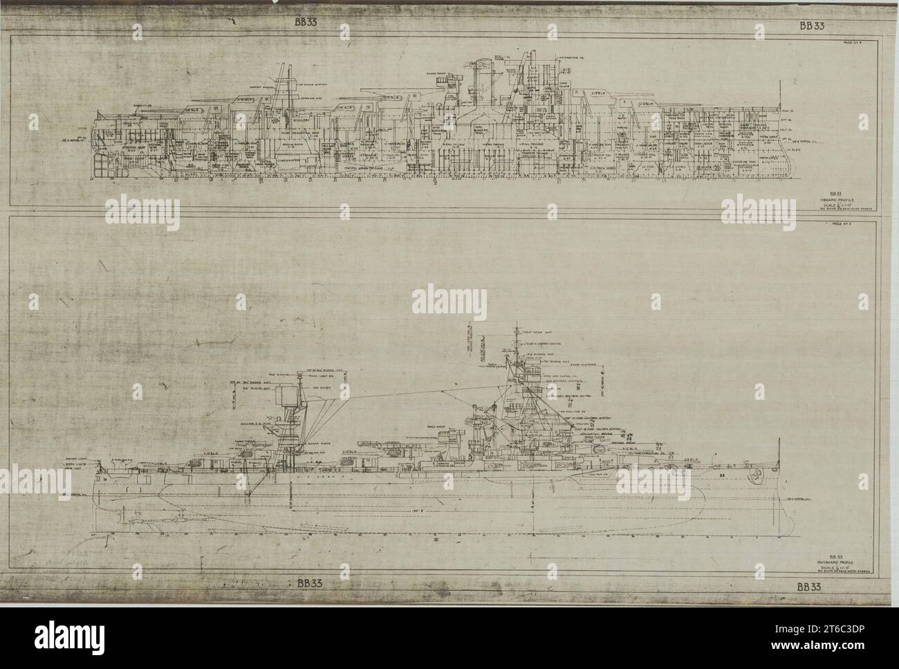 USS Arkansas (BB-33)- Inboard Profile; Outboard Profile Stock Photo - Alamy