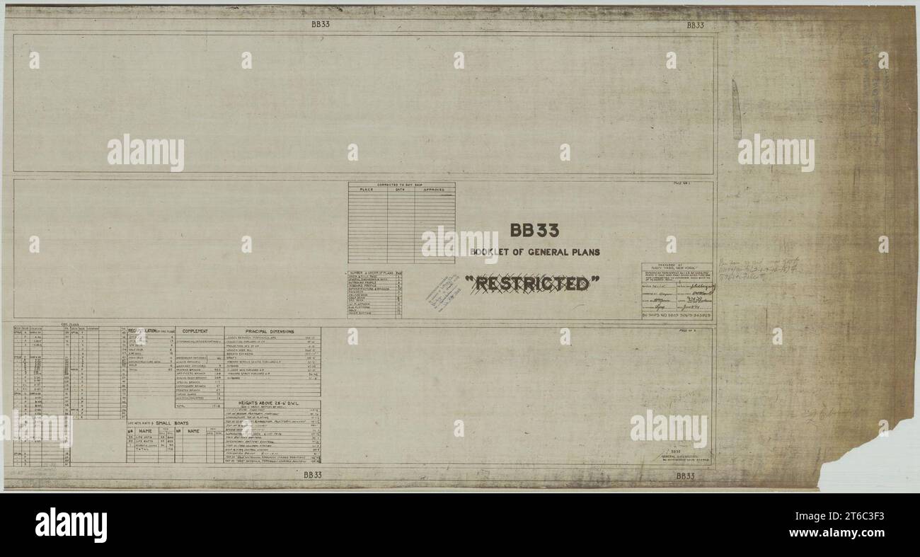 USS Arkansas (BB-33)- Booklet of General Plans Cover Sheet Stock Photo ...