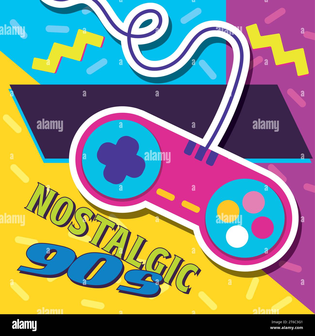 Retro and nostalgic background with videogame joystick Vector Stock ...