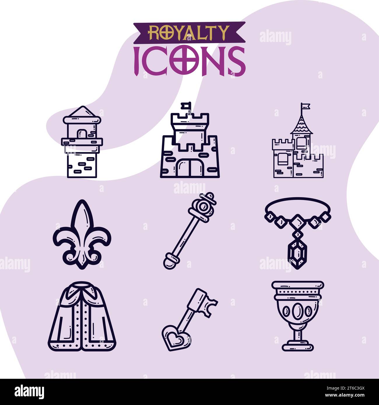 Set of royalty icons Medieval era Vector Stock Vector Image & Art - Alamy