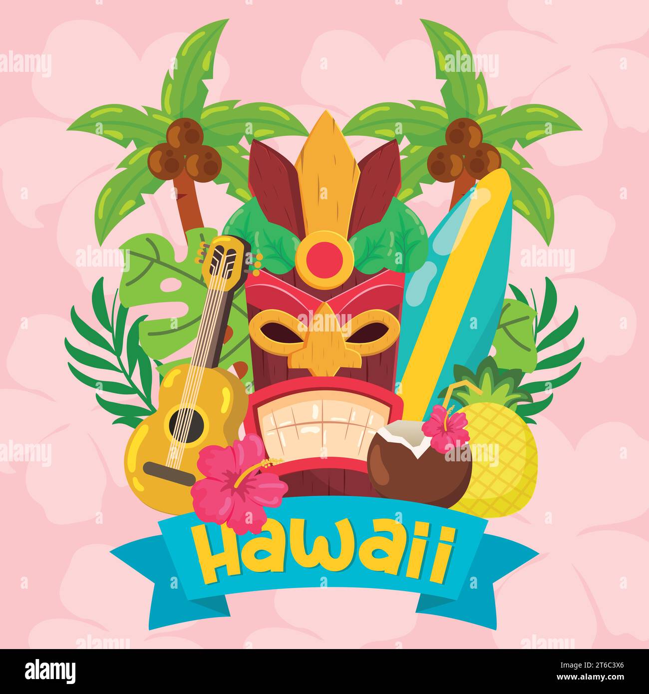 Colored tropical hawaii background Vector Stock Vector Image & Art - Alamy