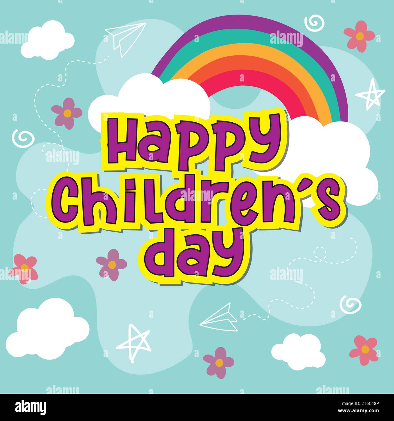 Happy children day poster with a rainbow Vector Stock Vector Image ...