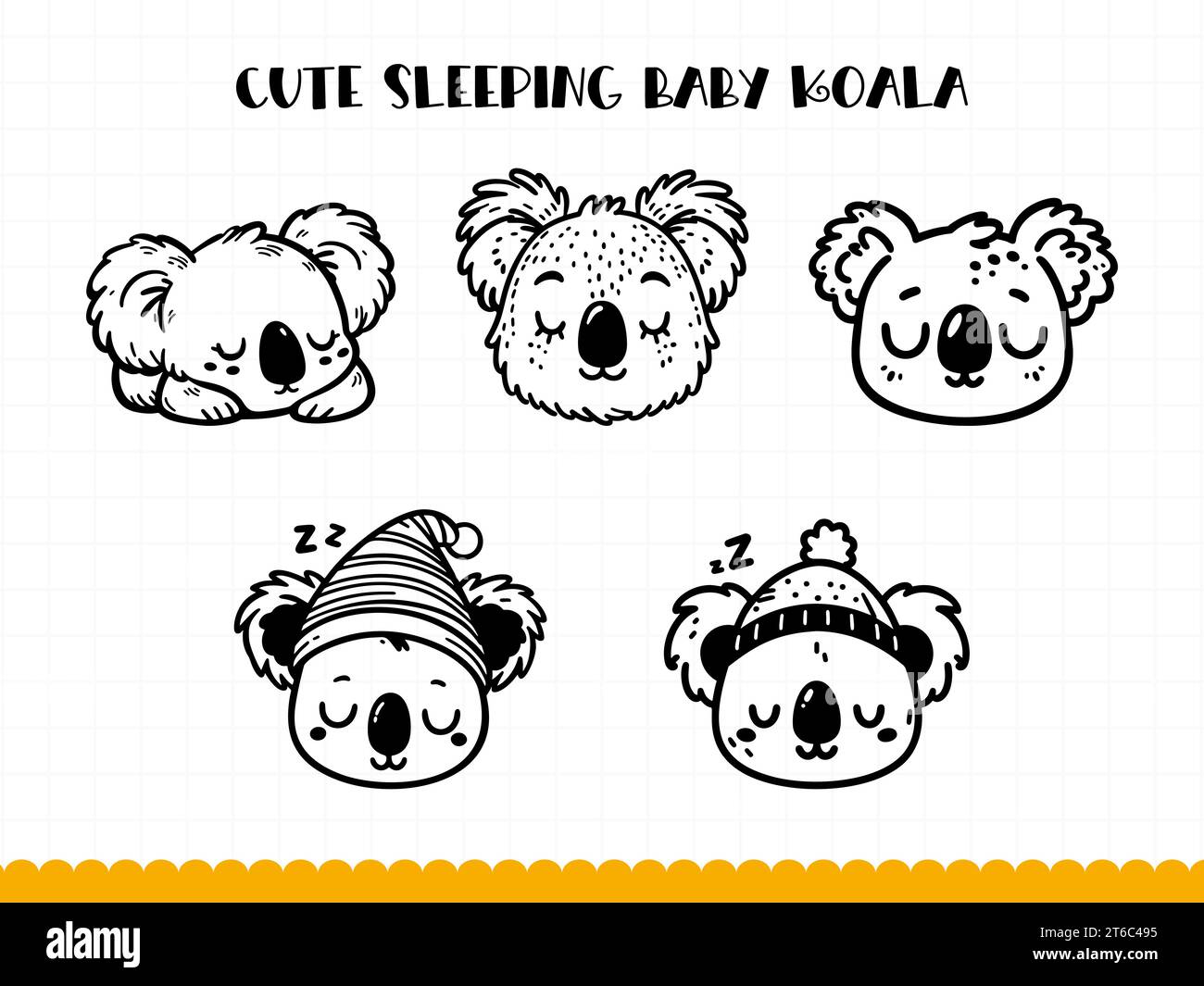 Cute koala face in simple doodle style set. Vector illustration Stock ...