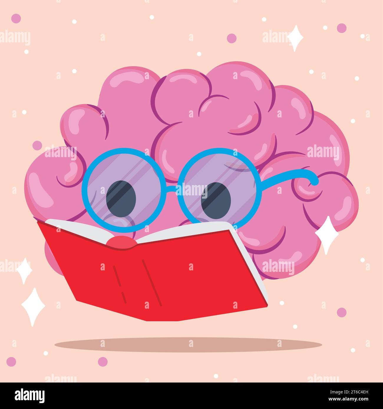 Cute brain cartoon character reading a book Vector Stock Vector Image ...