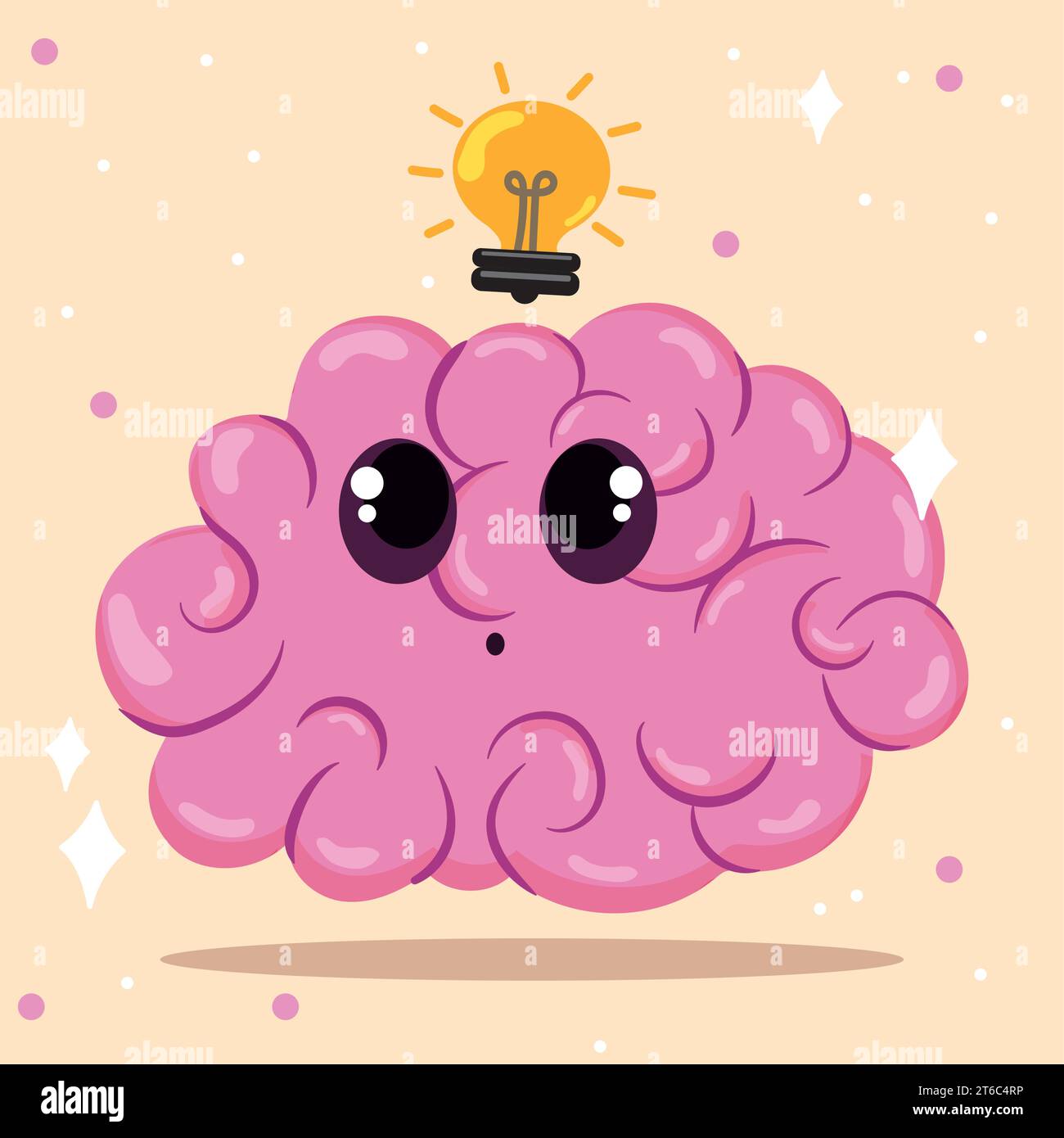Cute brain cartoon character with an idea Vector Stock Vector Image ...