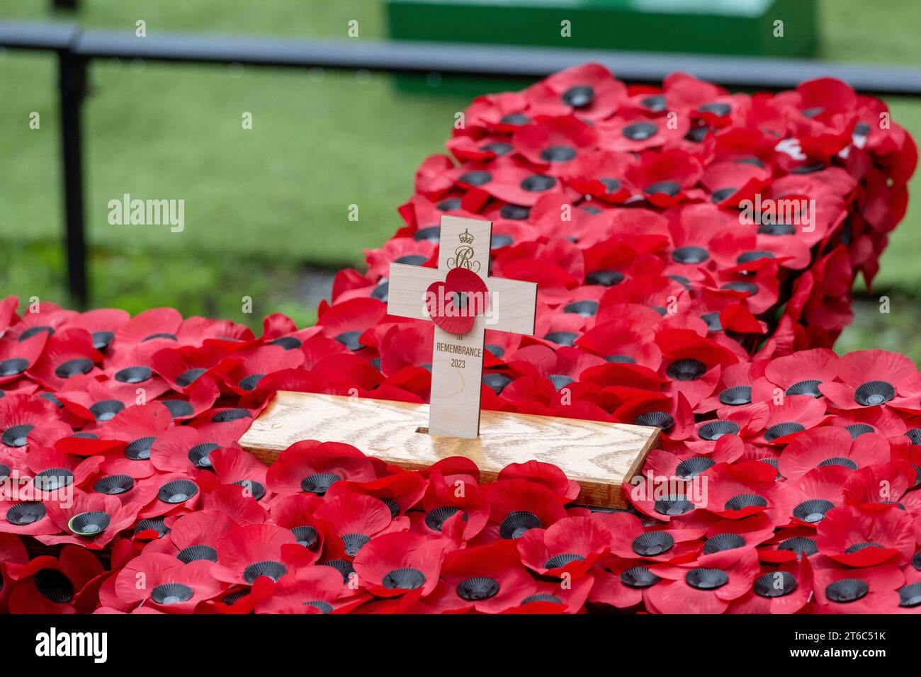 09 November 2023. London, UK. Queen CamillaÕs laid Cross Of Remembrance ...