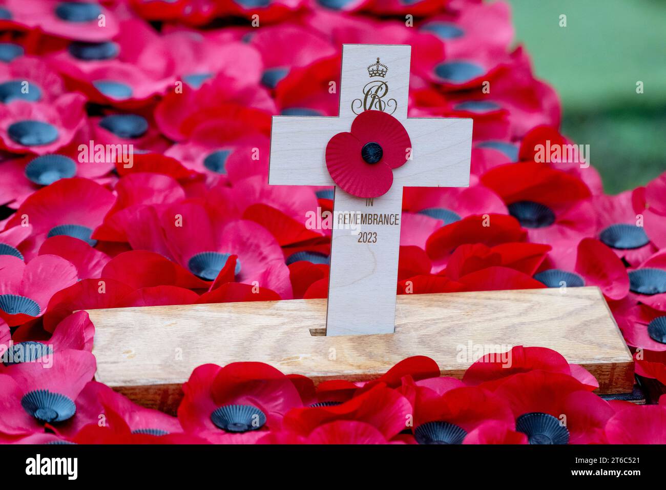 09 November 2023. London, UK. Queen CamillaÕs laid Cross Of Remembrance ...