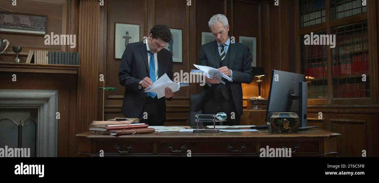 BANK OF DAVE, from left: Joel Fry, Angus Wright, 2023. © Samuel Goldwyn ...