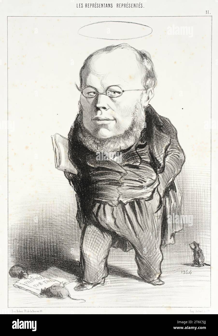 Proudhon, 1849. Caricature portrait of French journalist, economist ...