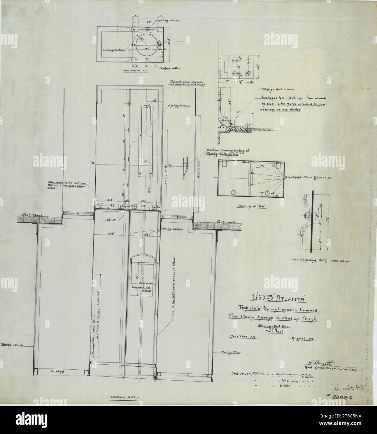 USS Atlanta- Ash Hoist and entrance to forward Fire Room through ...