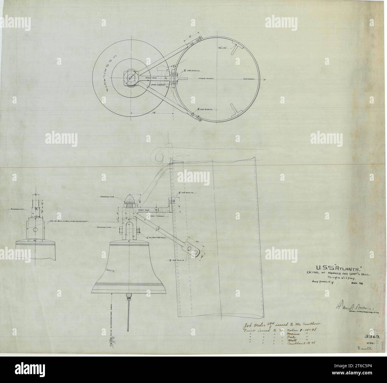 USS Atlanta- Detail of Hanger for Ship's Bell Stock Photo - Alamy