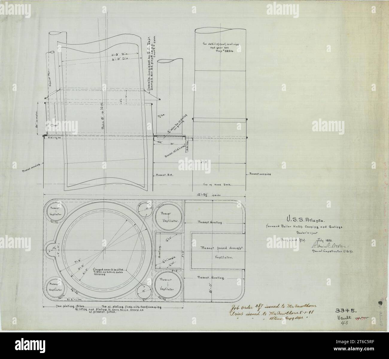 USS Atlanta- Forward Boiler Hatch Coaming and Gratings Stock Photo - Alamy
