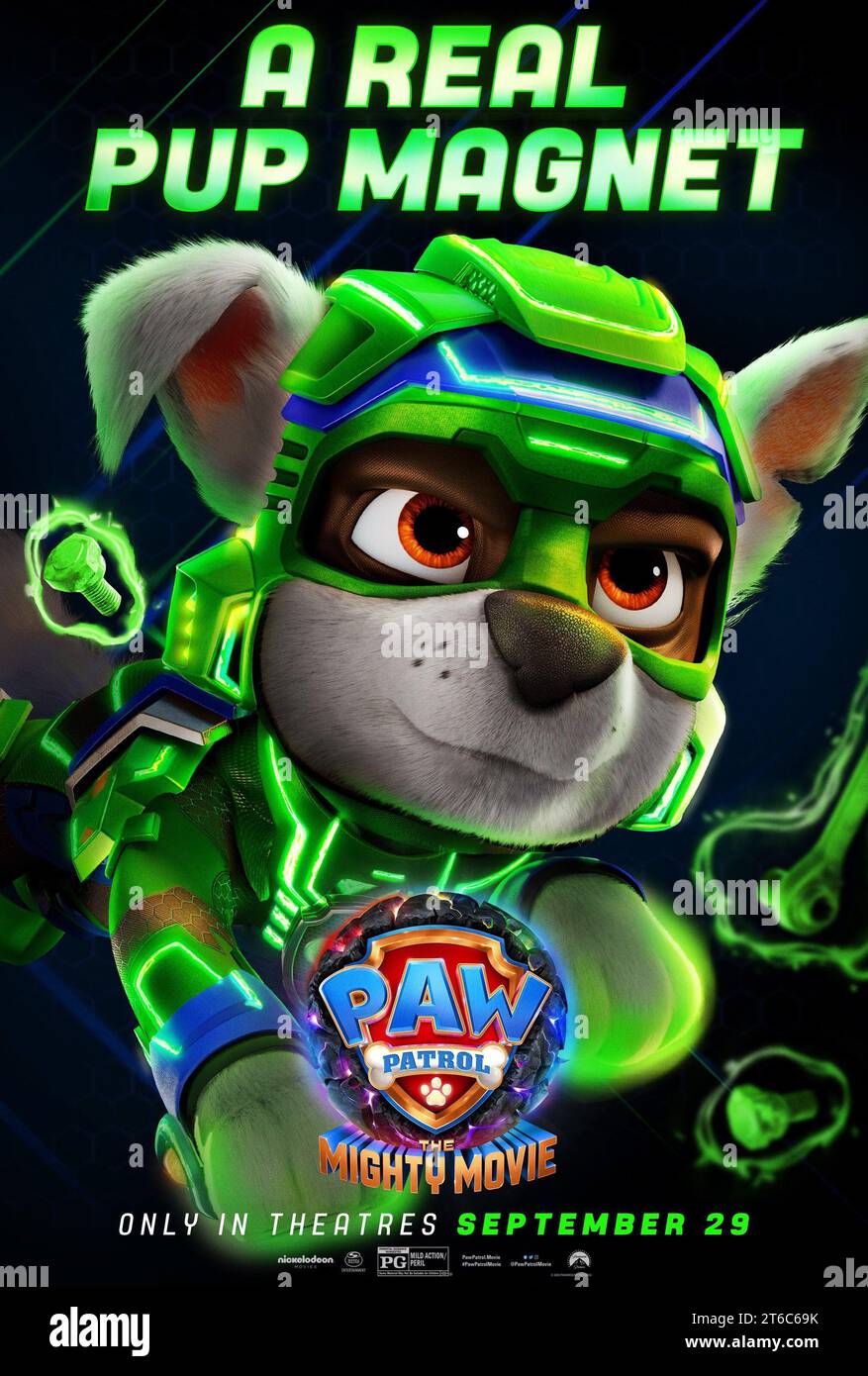 PAW PATROL: THE MIGHTY MOVIE, US character poster, Rocky (voice: Callum ...