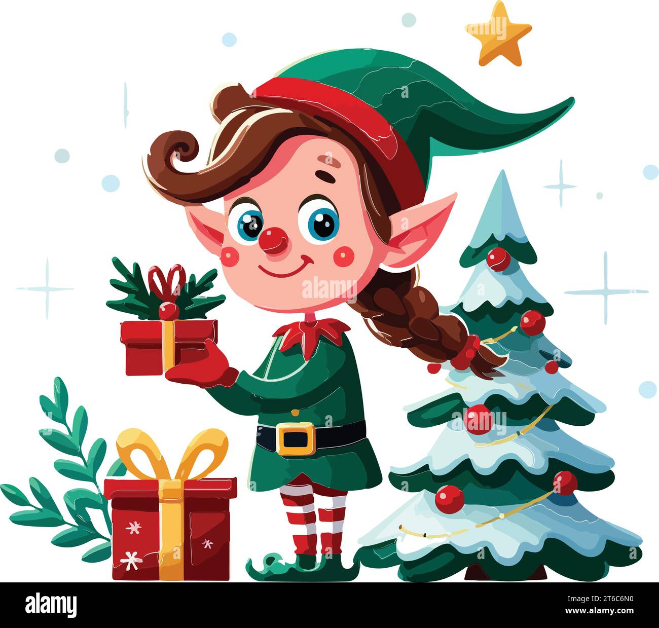 Elf Of Christmas Illustration Vector Stock Vector Image & Art - Alamy