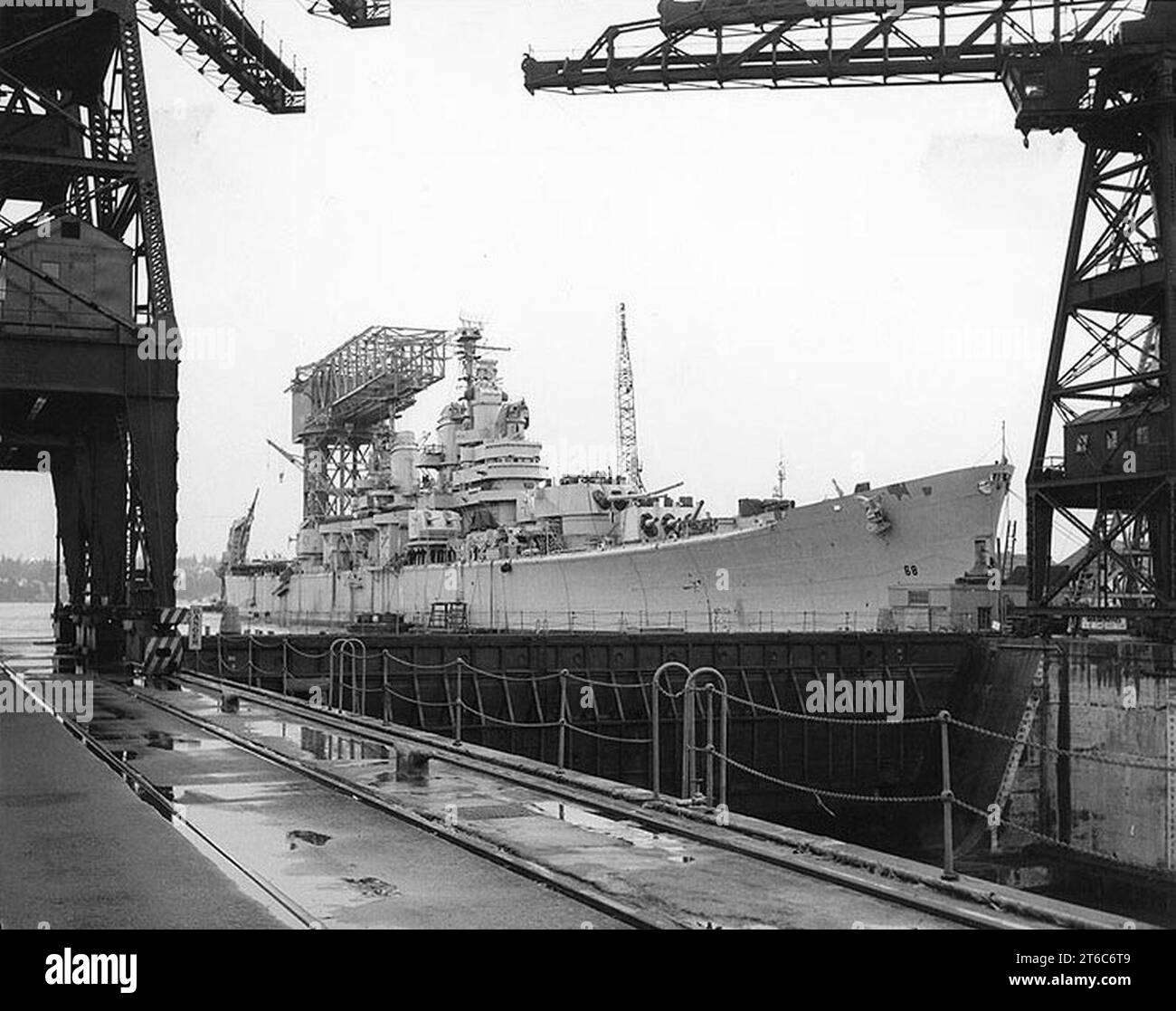 USS Baltimore (CA-68) being reactivated at the Puget Sound Naval ...