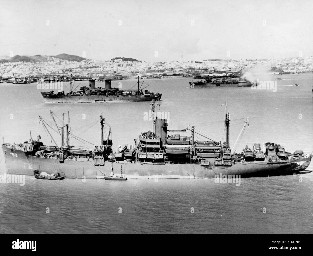 USS Barnstable (APA-93), USS General William Mitchell (AP-114) and USS ...