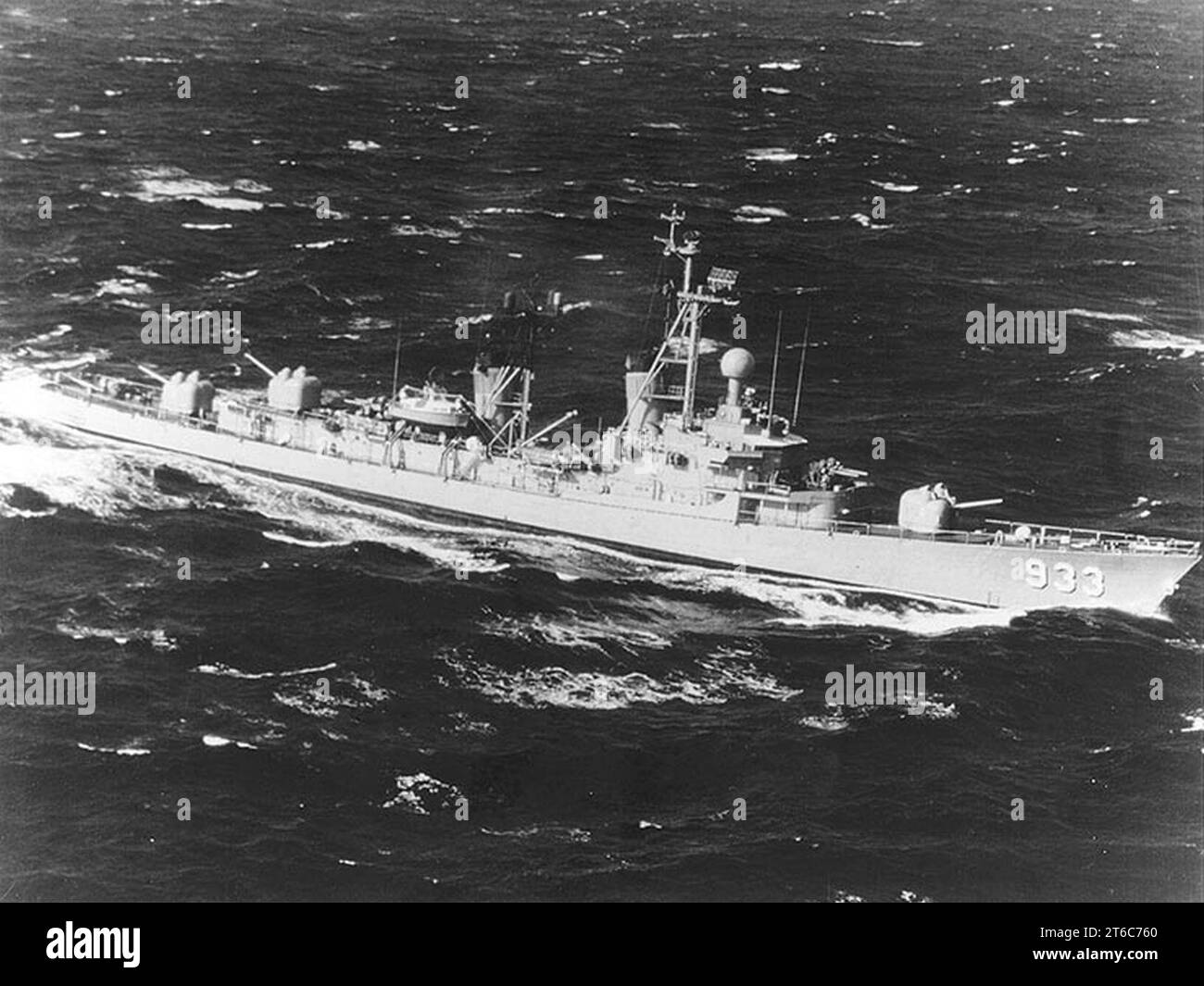 USS Barry (DD-933) during Mk 86 gun fire control system trails in 1966 ...