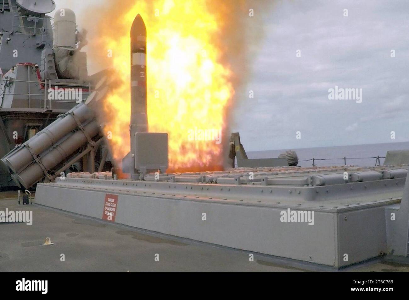 USS Barry launches a vertical launch anti-submarine rocket missile ...