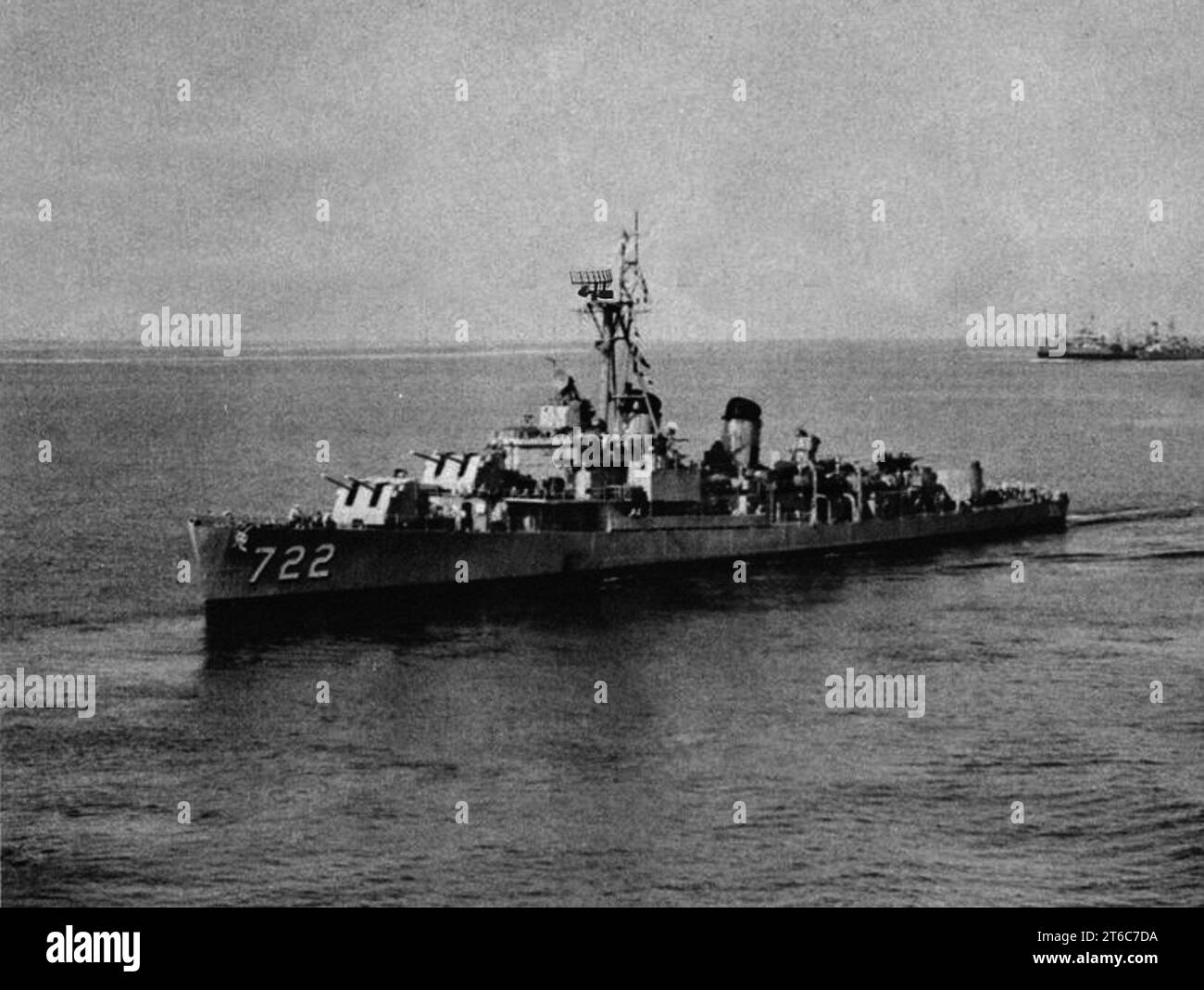 USS Barton (DD-722) underway in the Mediterranean Sea, in 1956 Stock ...