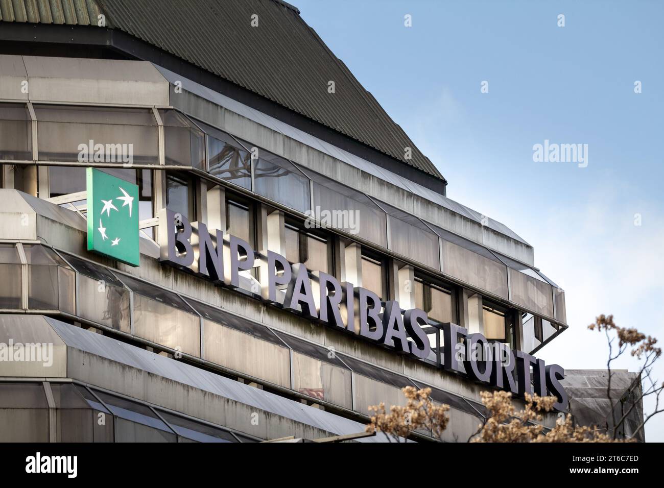 Picture of a sign with the logo of BNP Paribas Fortis on their main ...