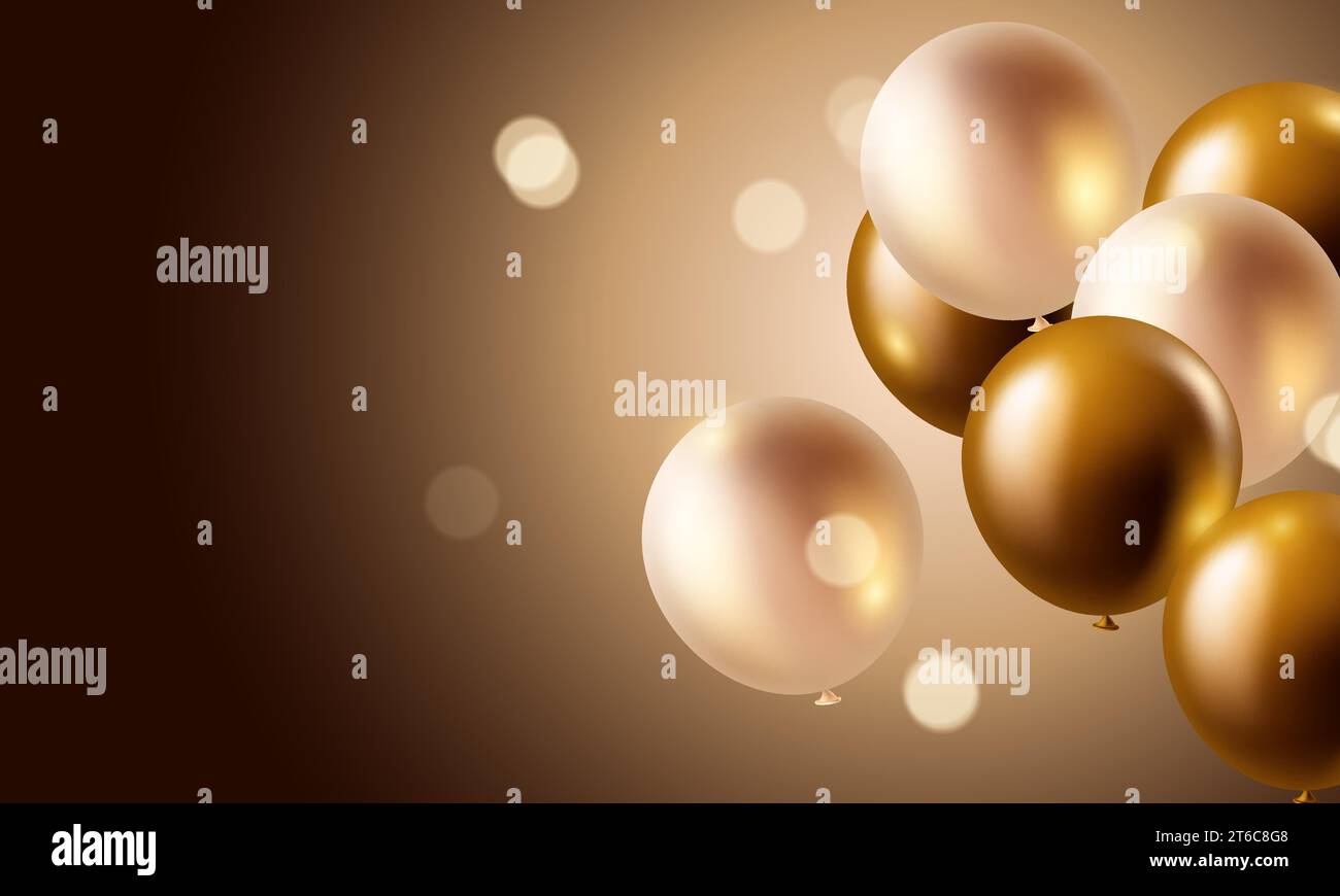 3D golden balloon design background beautiful illustration banner ...
