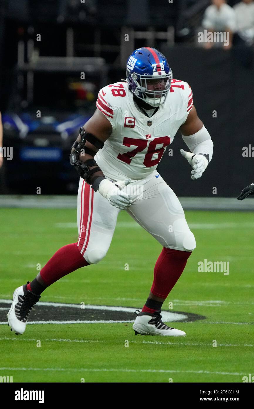 New York Giants offensive tackle Andrew Thomas (78) during the first ...