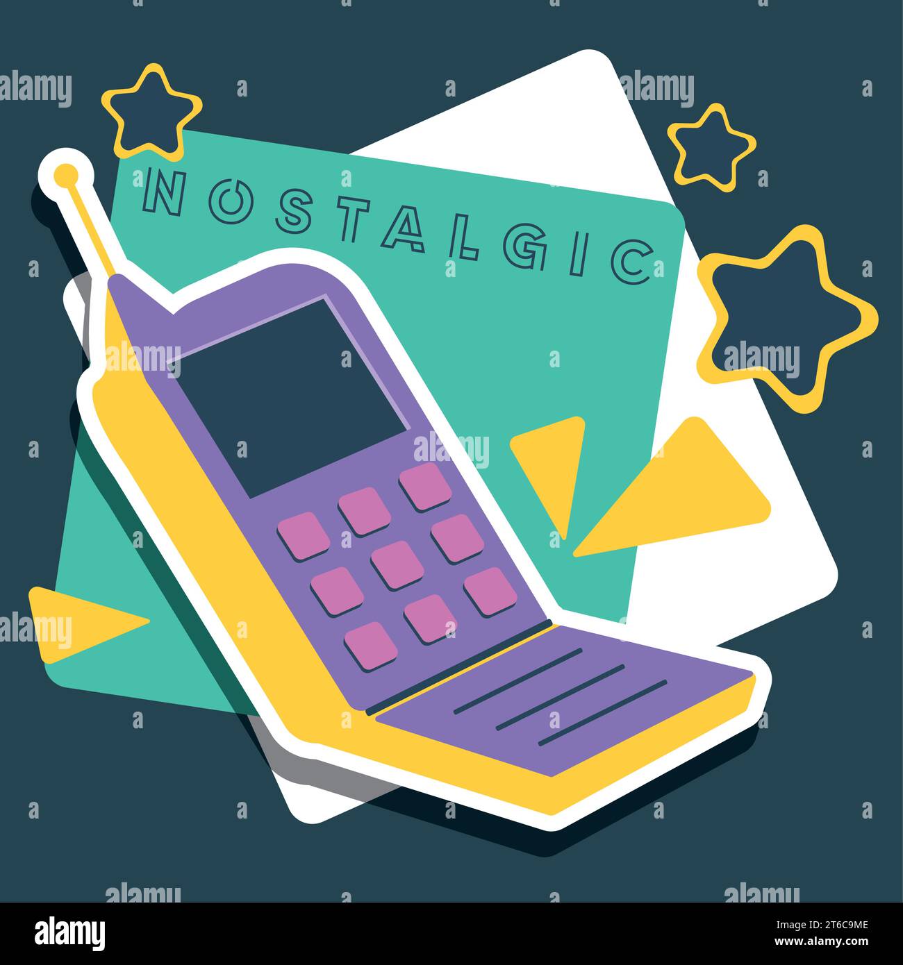 Retro and nostalgic background with an old cellphone Vector Stock ...